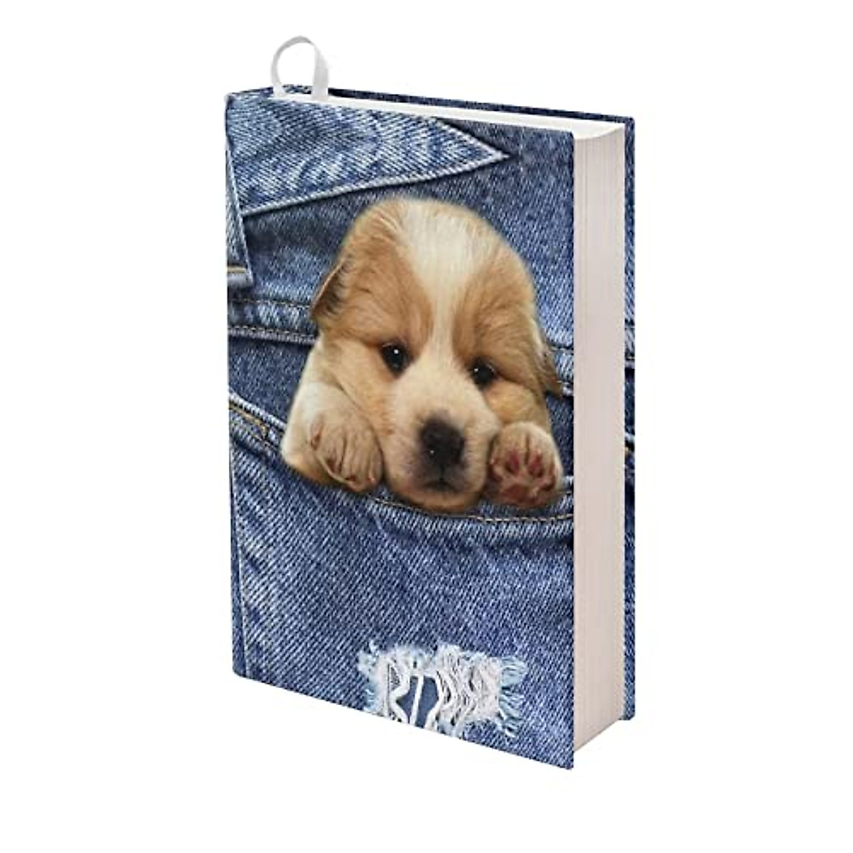 AFPANQZ Funny Denim Dog Print Book Covers Book Sleeve Textbook Paperback Protector Book Pouch Reusable Washable Book Covers 9 x 11 Inches Elastic Book Covers