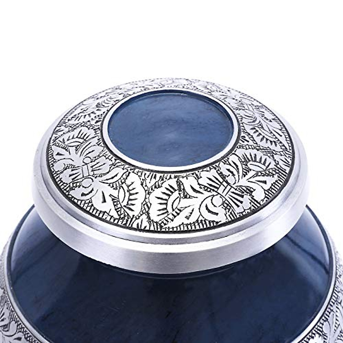 GSM Brands Cremation Urn Holds Adult Human Ashes (Extra Large Capacity up to 300 lbs) - Handcrafted Funeral Memorial with Striking Blue Design (12 Inch Height x 7.75 Inch Width)