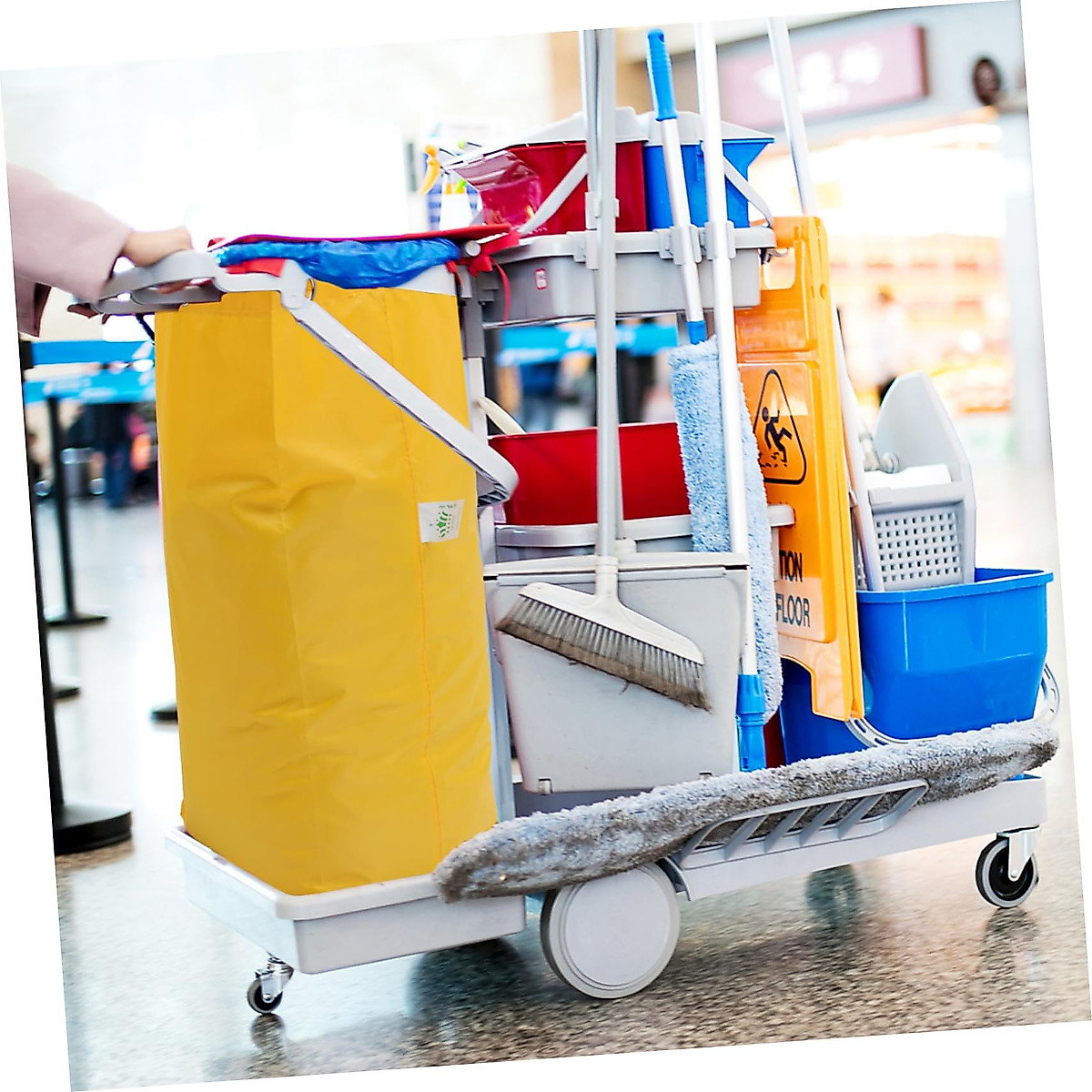 PartyKindom 6 Pcs Canvas Bag Yellow Vinyl Bag Car Can Trash Bag Waterproof Janitorial Bag Janitorial Cart Bag Appliance Hand Dolly Glass Spray Bottle Garbage Conical Trolley Bag Work