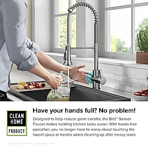 KRAUS Britt Touchless Sensor Commercial Pull-Down Single Handle Kitchen Faucet in Spot Free Stainless Steel, KSF-1691SFS