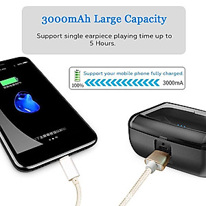 Bluetooth 5.0 Wireless Earbuds with Wireless Charging Case IPX8 Waterproof TWS Stereo Earphones Premium Sound Cordless in-Ear Built in Mic Headset Hands-Free Call Microphone for Sport Black