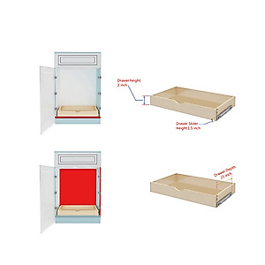 CabinetRTA DIY Slide Out Cabinet Shelf Pull-Out Wood Drawer Storage (W)24 x (D)21, Soft-Close Slide