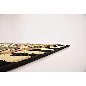 Unique Loom Wildlife Collection Animal Inspired with Cheetah Bordered Design Area Rug, 5 ft x 8 ft, Ivory/Black
