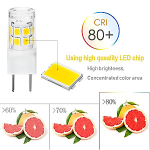 LED G8 Light Bulb, G8 GY8.6 Bi-pin Base LED, Daylight 6000K T4 G8 Base Bi-pin Xenon JCD Type LED 120V 50W Halogen Replacement Bulb for Under Counter Kitchen Lighting , Under-cabinet Light(5-pack)
