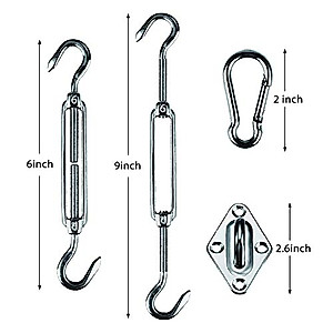 Shade Sail Installation Hardware Kit for Triangle, 6 Inch 304 Grade Stainless Steel Hardware for Patio Garden Outdoors