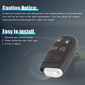 X AUTOHAUX New Car Replacement Key Fob Shell Case Black M3N-40821302 for Dodge Journey 2012-2016 Dart 2013-2016 Challenger 2012-2014 Durango 2012-2014 Charger 2012-2014 for Chrysler 300 12-14