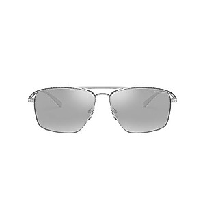 Versace Man Sunglasses Silver Frame, Light Grey Mirror Silver 80 Lenses, 61MM
