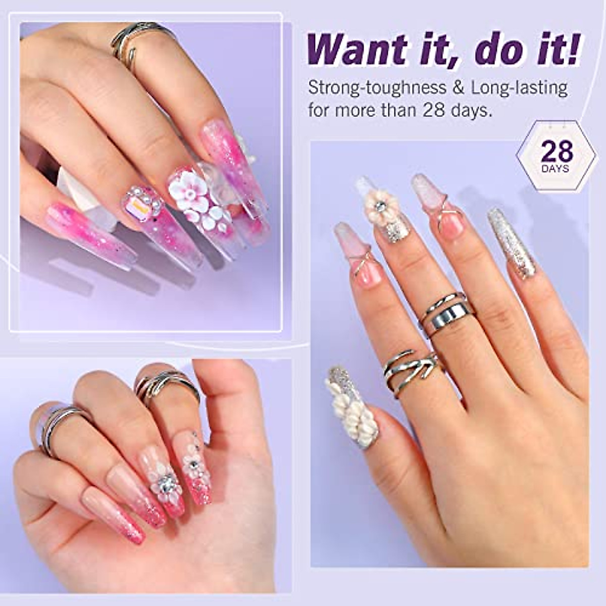 Saviland Acrylic Nail Kit – 30g Clear Acrylic Powder and 60ml Acrylic Liquid Set with Nail Brush Nail Forms Tools Extension Nail Kit for Beginners with Everything for Home DIY Salon Nails Application