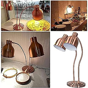 LINKANRUO Commercial Food Heat Lamp Freestanding - Double Head Multi-Directional Adjustment Catering Food Warmer Lights for Pizza, Steak, Fried Chicken at Parties and Buffets Lamps(Silver)
