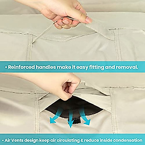 Velway Patio Furniture Covers Waterproof Outdoor Table Cover with Seam Taped, 67" Lx37 Wx28 H Patio Table and Chair Cover Tear-Resistant Rectangular Windproof with Air Vents & Adjustable Fasteners