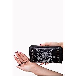 Lost Queen Hollow Zip Around Wallet Moon Star Astrological Solar System Studded Clutch
