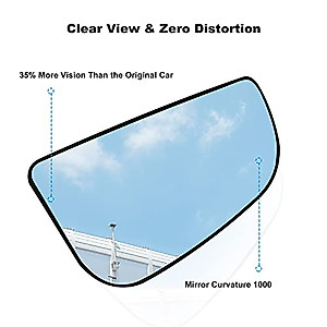 Tow Mirror Glass 68067730AA 68067731AA Fit for Dodge Ram 1500 2500 3500 4500 5500 Pickup 2010-2020, Right Outer Passenger Side Convex Mirrors Towing Mirror Spotter Lower Glass with Holder