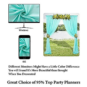 Chiffon Backdrop Curtain 96 Inches Long Sheer Curtains Mint Green Chiffon Fabric Drapes for Parties Voile Curtains 2 Panels 29"x96" Mint Sheer Photography Backdrop Drapes