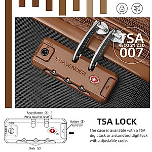 LARVENDER Luggage Sets 5 Piece Hard Shell Expandable Suitcase Set with Double Spinner Wheels TSA Lock (Black Brown, 5 Piece Set)