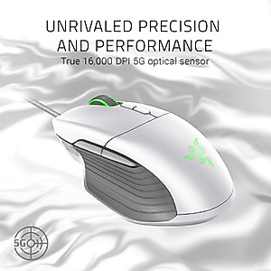 Razer Basilisk Gaming Mouse: 16,000 DPI Optical Sensor - Chroma RGB Lighting - 8 Programmable Buttons - Mechanical Switches - Customizable Scroll Resistance - Mercury White