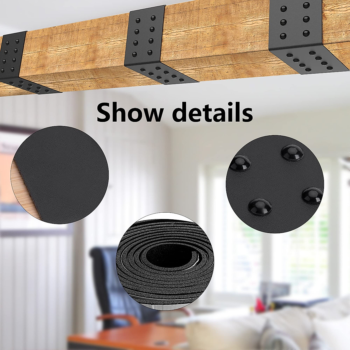 5ft Faux Wood Beam Strap，Flexible Beams Gap Hiding Strap, Wood Beams Metal Look Strap，Architectural Products for Faux Wood Beams,Ceiling Beam and Cabin Shutters Accessories (2.36"Width)