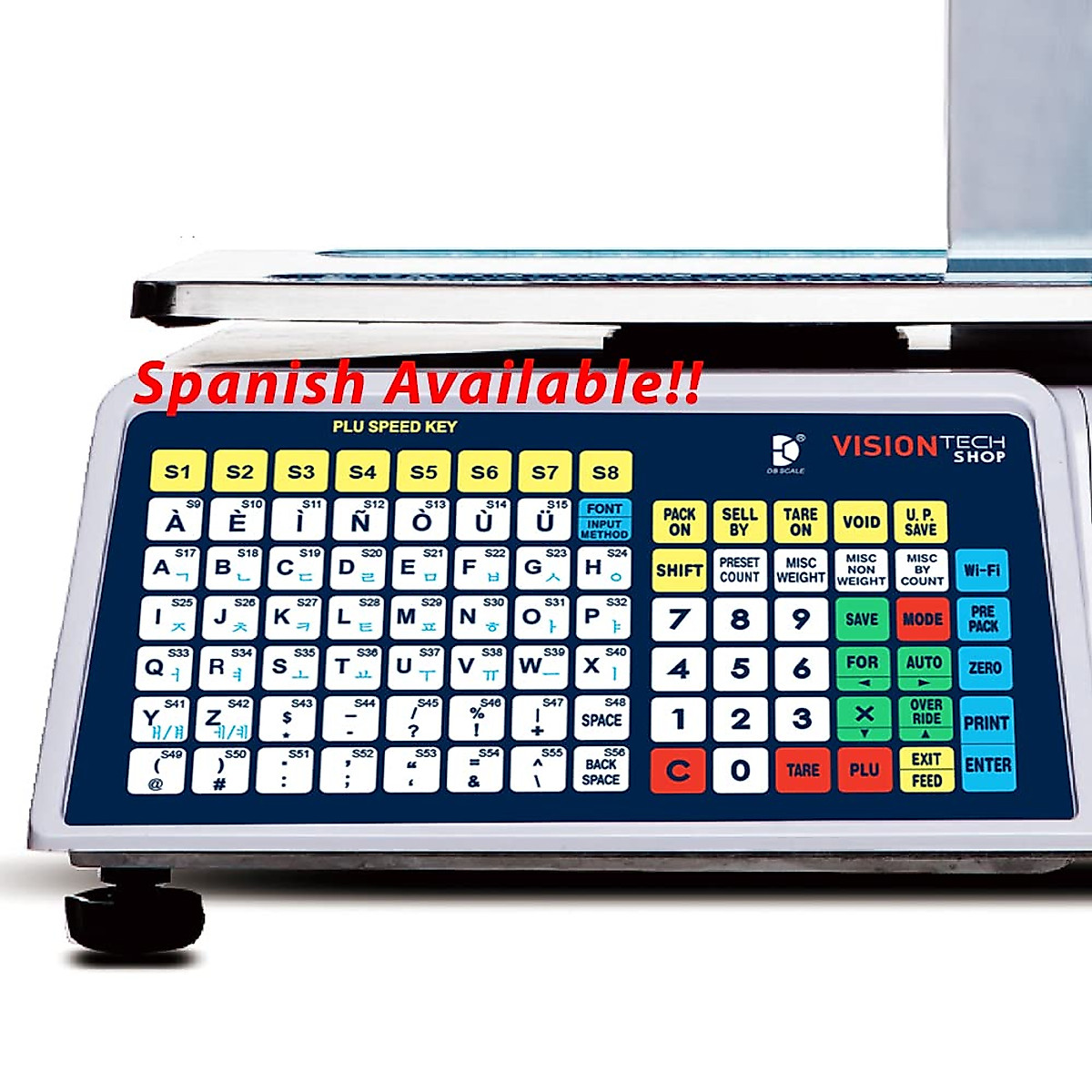 VisionTechShop DLP-300 Label Printing Scale Pole Display, 30/60lbs Capacity, 0.01/0.02lbs, NTEP Legal for Trade with a Free 1 case CAS LST-8010 UPC Label, 58 x 40mm
