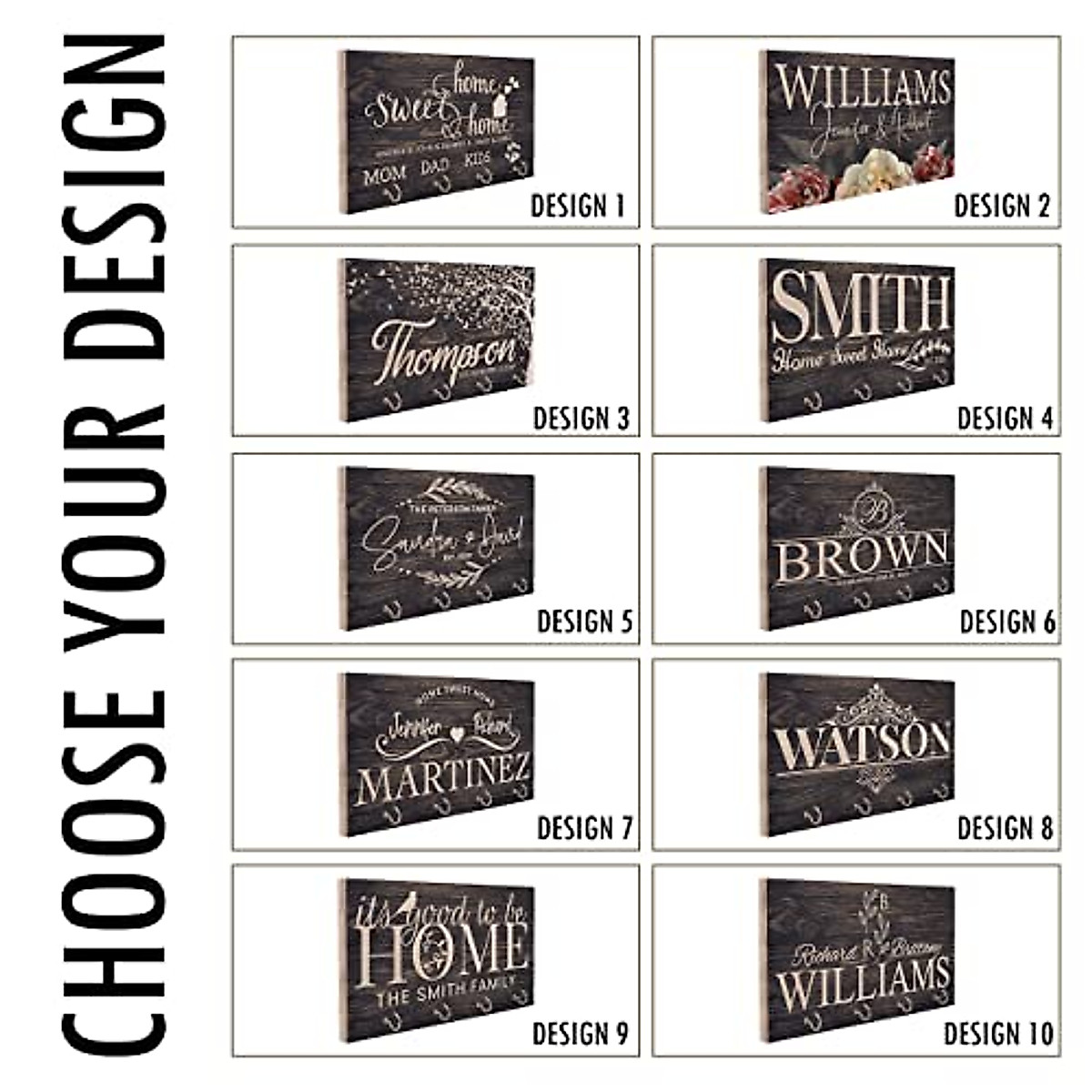 People People Personalized Wood Key Hanger for Wall | New Home Décor Gift for Wedding Housewarming | Customized Gifts for Couple Mr Mrs Key Ring Holder Hook | Key Rack | C01D07