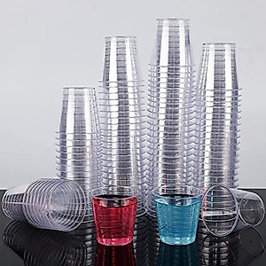 Zcaukya 100 Shot Glasses, 1oz Clear Plastic Disposable Hard Cups, Mini Cups Great Container for Sauce, Sample Tasting, Jello Shots, Pudding
