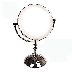 KONGZIR Bathroom Vanity Mirrors LED Makeup Mirror - 8 Inch Lighted Vanity Mirror, 1x/3x Magnifying Double Sided, Cordless, Rechargeable Battery(Included) and USB Charging, Bright Natural Daylight