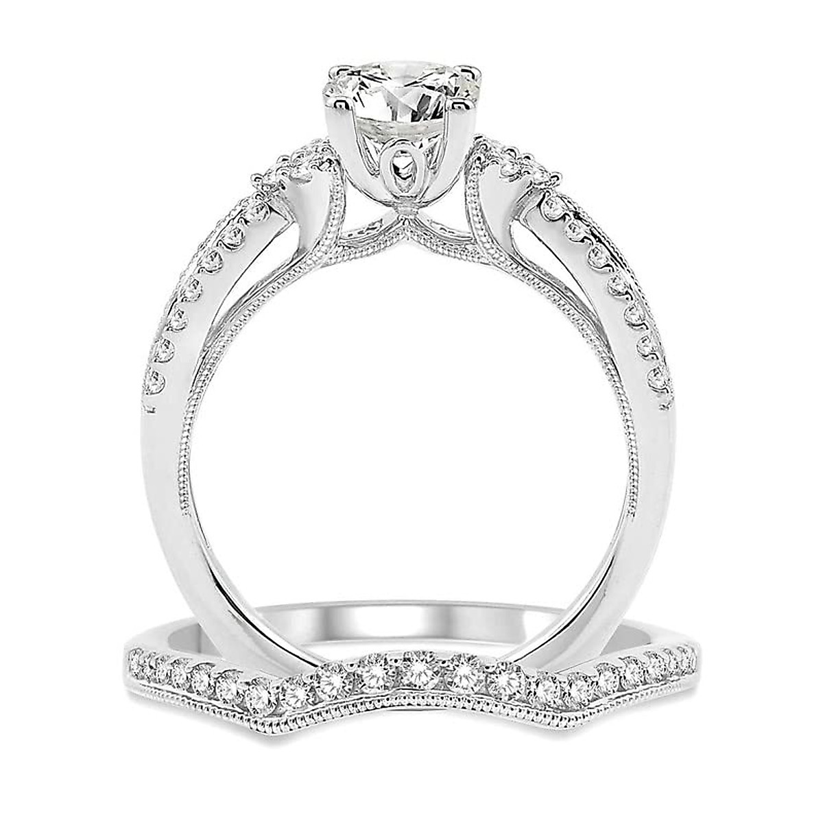 1.5 Carat Princess Cut Bridal Set Moissanite Engagement Rings for Women Platinum Plated Silver Princess Moissanite Rings -8.5