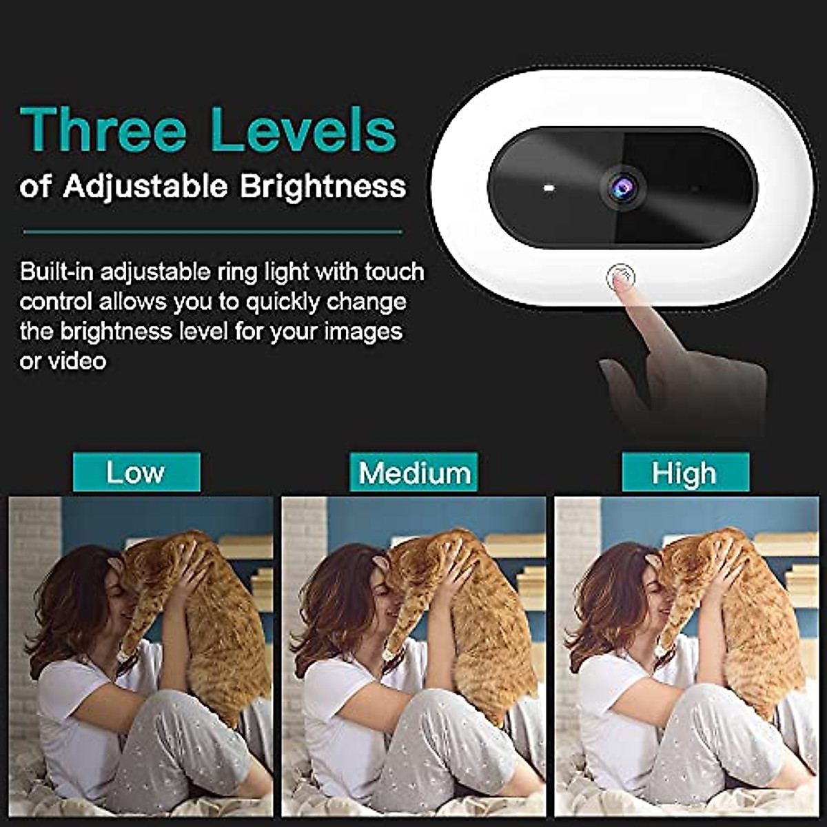 NexiGo StreamCam N930E with Software, 1080P Webcam with Ring Light and Privacy Cover, Auto-Focus, Plug and Play, Web Camera for Online Learning, Zoom Meeting Skype Teams, PC Mac Laptop Desktop