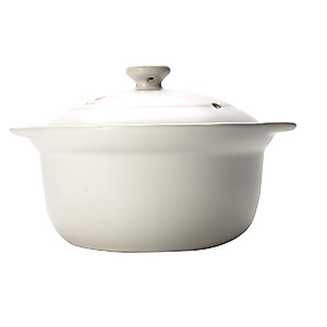 Uniware® Heavy Duty Heat Proof Ceramic Pot, White, (1.25 Liter (7.5"D X 3.5"H / (19cm D x 9cm H))