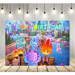 Color Elemental Backdrop for Birthday Party Supplies 5x3ft Elemental Theme Baby Shower Banner for Birthday Party Cake Table Decoration