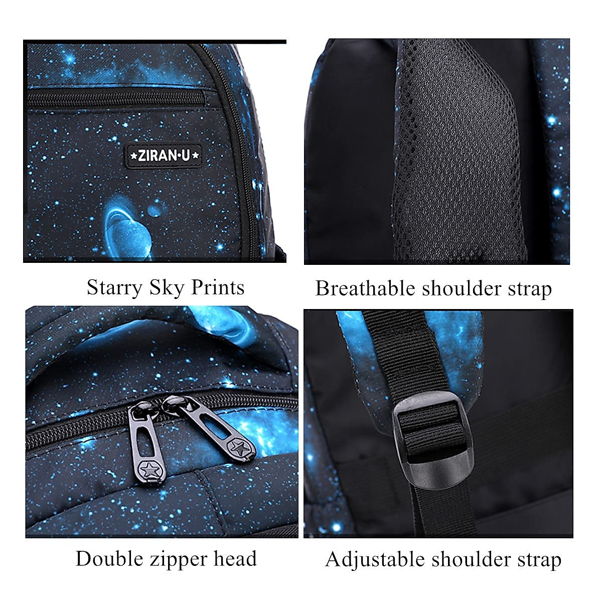 VIDOSCLA 3PCS Starry Sky Kids Backpack Sets Students Schoolbag Primary Students Bookbag Elementary Daypack Knapsack Rucksack for Teens
