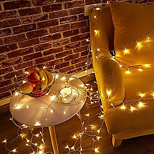 2-Pack 66FT 200 LED String Lights Indoor/Outdoor, Extendable Warm White Christmas Lights (Clear Wire), 8 Modes Twinkle Fairy String Lights for Xmas Tree Bedroom Party Wedding Decorations Garden