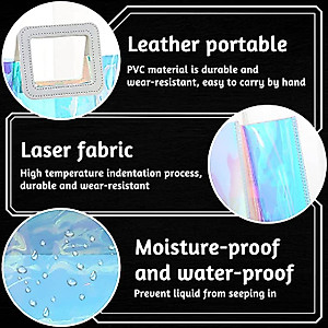 inheming Holographic Clear Tote Bag, Women Fashion Iridescent Hand Bag, Waterproof PVC Handbags for Work, Shopping, Beach, Stadium