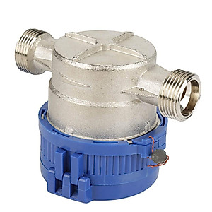 1/2'' Water Meter,0℃~40℃ Digital Cold Wet Water Arbitrary Rotation Gauge Meter,0.0001-99999 Portable Garden Home Cold Water Meter