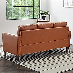 Edenbrook Archer Upholstered Couch – Couches for Living Room - Camel Faux Leather Couch - Living Room Furniture - Small Couch - Seats Three - Straight Arm Modern Couch, Sofa