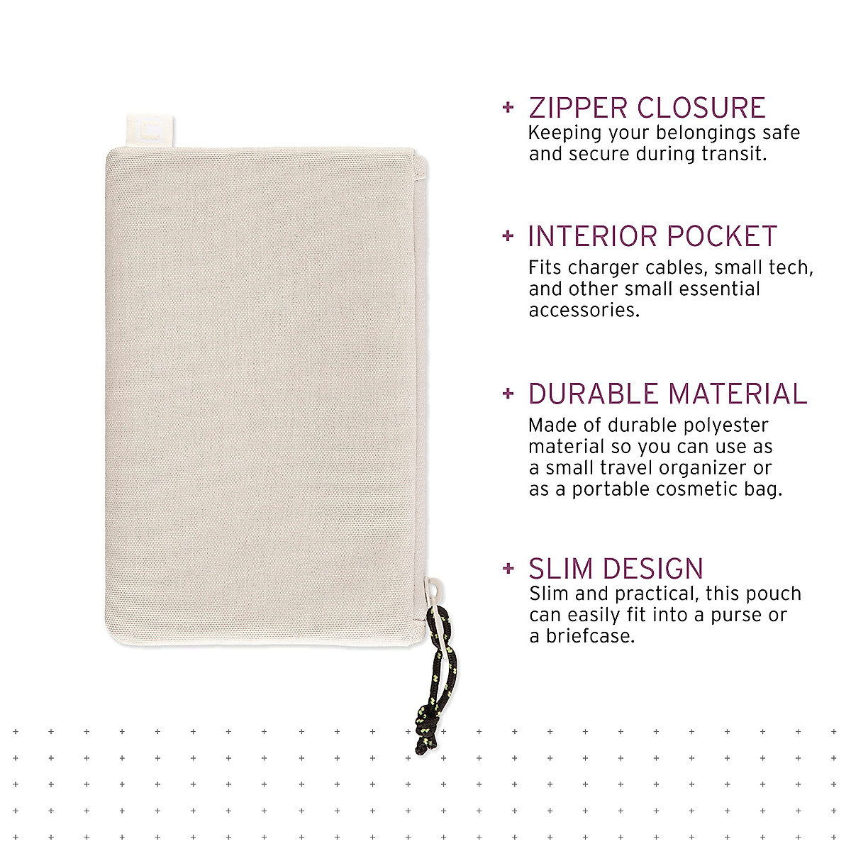 URBAN ARMOR GEAR [U] by UAG Mouve Accessory Pouch Travel Cosmetic Bag for Makeup Brushes, Lipstick, Electronics, Ear Buds, & Toiletries Small Kit Organizer with Zipper, Marshmallow