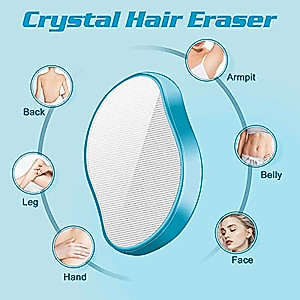Crystal Hair Eraser for Women and Men, Reusable Crystal Hair Remover Device Magic Painless Exfoliation Hair Removal Tool, Magic Hair Eraser for Back Arms Legs(Blue)