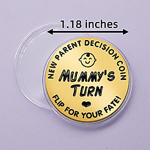 Huwane New Parent Decision Coin Flip for Your Fate, Mummy’s Turn or Daddy’s Turn, Mom Dad Coin Flip New Baby Gift for Wife, Husband, Mother’s Day, Father’s Day, Christmas, Birthday