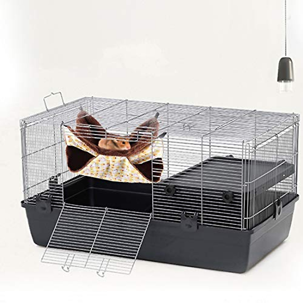 Tfwadmx Rat Double Hammock, Ferret Bunkbed Warm Fleece Hanging Bed Pet Cage Accessories Toys for Sugar Glider Degu Guinea Pig Gerbil Chinchilla Squirrel Hamster Mouse Mice(13.8x13.8 in)