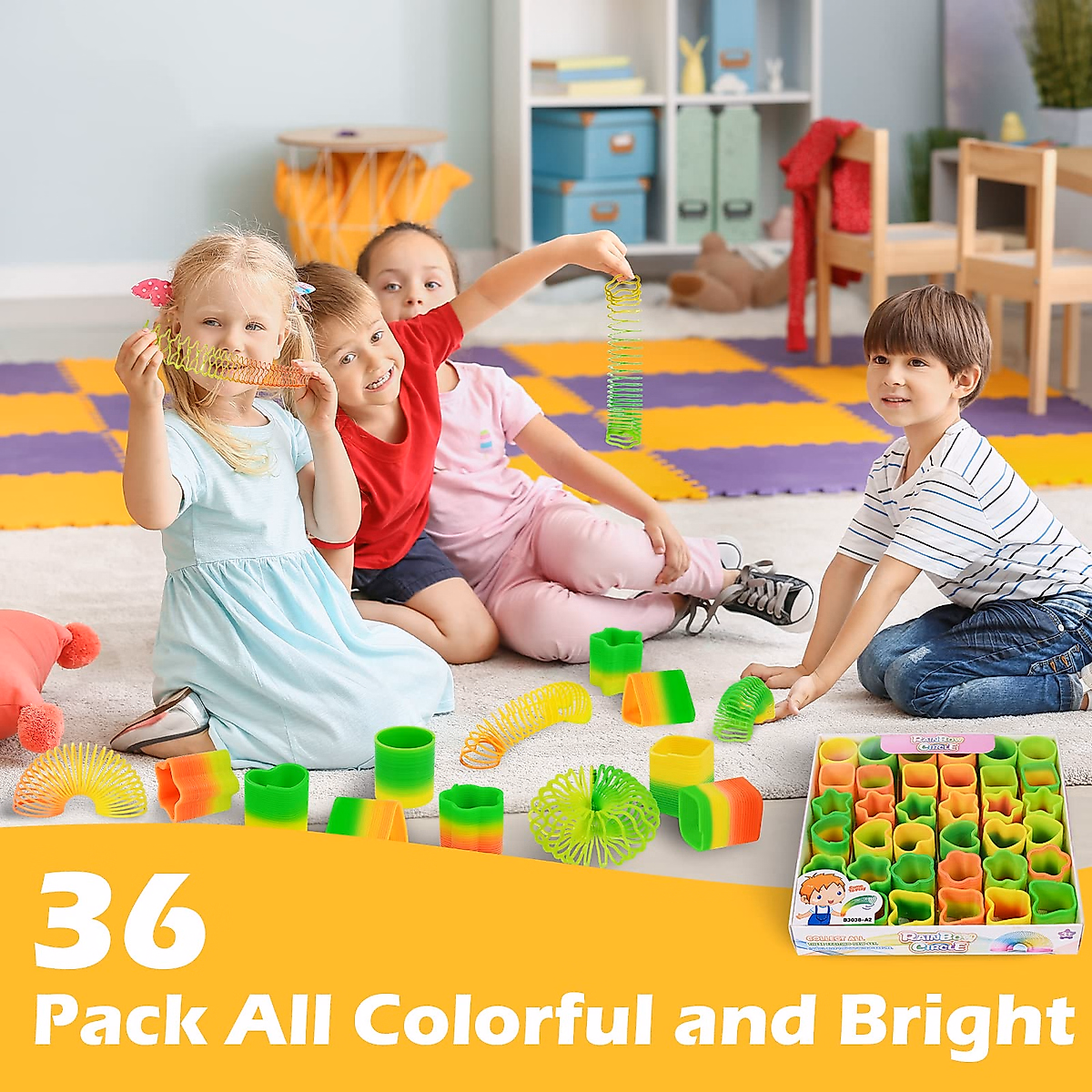 36 Pack Spring Rainbow Toys Bulk, Kids Party Favors, Goodie Bag Stuffer Gifts, Reward Prizes for Kids Classroom, Pinata Fillers, Birthday Gift for Kids, Boys, Girls