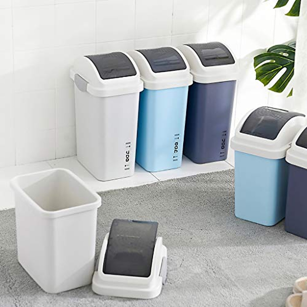 WXXGY Trash Can Waste Swing Lid Waste Recycle Recycling Dustbins Kitchen Bathroom Rubbish Trash Refused Bins/K Blue/42Cmx14Cmx22Cm