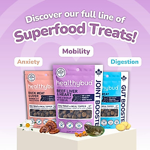 healthybud Calming Aid Supplement, Natural Duck Dog Treats & Toppers for Stress Relief - Dog Separation Anxiety, Stress Reduction, Aggression Relief - Support Calm, Immunity Health (4.6 Ounces)