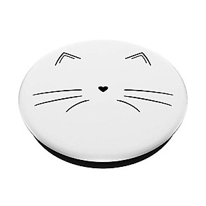 Black Cat Face White PopSockets Swappable PopGrip