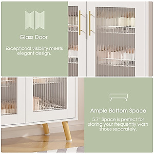 VECELO Shoe Cabinet Storage for Entryway, 4-Tier Free Standing Organizer with Doors and Shelves, Using for Hallway