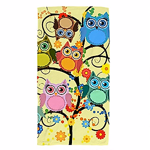 Face Towel Hand Cloth Terry Towels Washcloth Bright Cute Cartoon Owls Bath Decor Gift for Hotel-Spa-Kitchen Multi-Purpose,Soft,Quick-Dry 30 X 15 inch