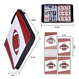 Football Cards Binder Holds Up to 720 Cards with 40 Sleeves, Famard Trading Card Binder with Wraparound Zipper and Convenient Carry Loop, 3-Ring Album for Card Collection Storage