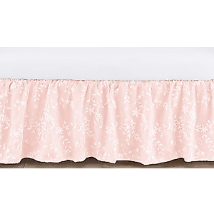 Sweet Jojo Designs Pink Floral Vintage Lace Girl Baby Nursery Crib Bed Skirt Dust Ruffle - Solid Light Blush Luxurious Elegant Princess Boho Shabby Chic Luxury Glam Flower High End Boutique