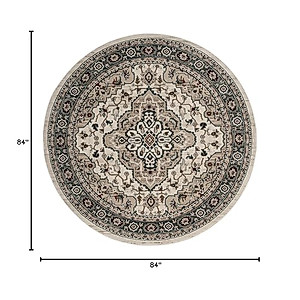SAFAVIEH Lyndhurst Collection Area Rug - 7' Round, Cream & Beige, Traditional Oriental Design, Non-Shedding & Easy Care, Ideal for High Traffic Areas in Living Room, Bedroom (LNH338B)