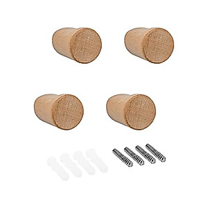 Mila Millie 4 Pack Natural Wooden Wall Hooks | Minimalist Rustic Heavy Duty Mounted Wall Hangers | Versatile Coat Towel Robe Hat Rack (Beech)