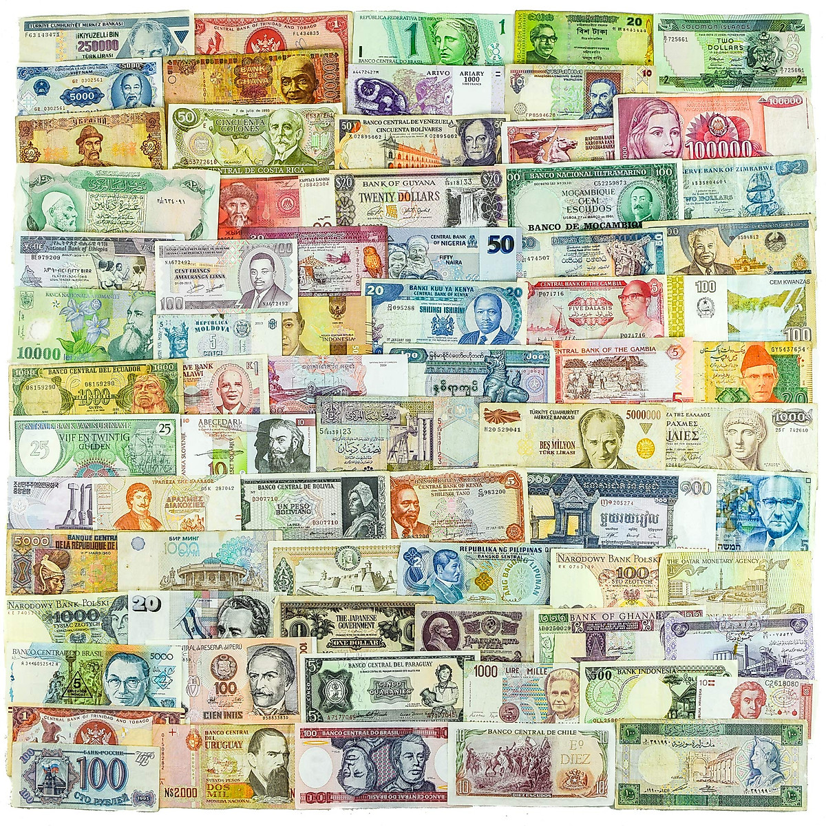20 Different World Banknotes, Real Valuable Paper Money, Old Foreign Currency Collection