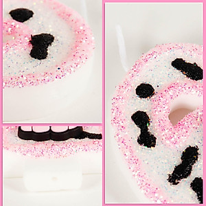 Pink Cow Glitter Birthday Candles Number 1 Birthday Decorations, Holy Cow Im One Birthday Decorations, Number 1 Candle for Cake, Cowgirl Theme Number Candle for Girls First 1st Birthday Party Décor