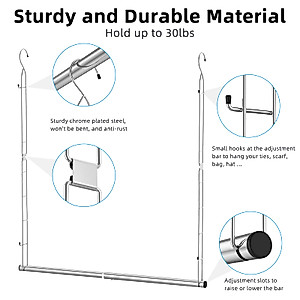 STARTOSTAR Closet Hanging Rod, Width and Height Adjustable Closet Extender Hanging Rod, Closet Hanging Organizer, Stainless Steel Double Closet Rod, Space-Saving Clothes Hanging Bar -1 Pack